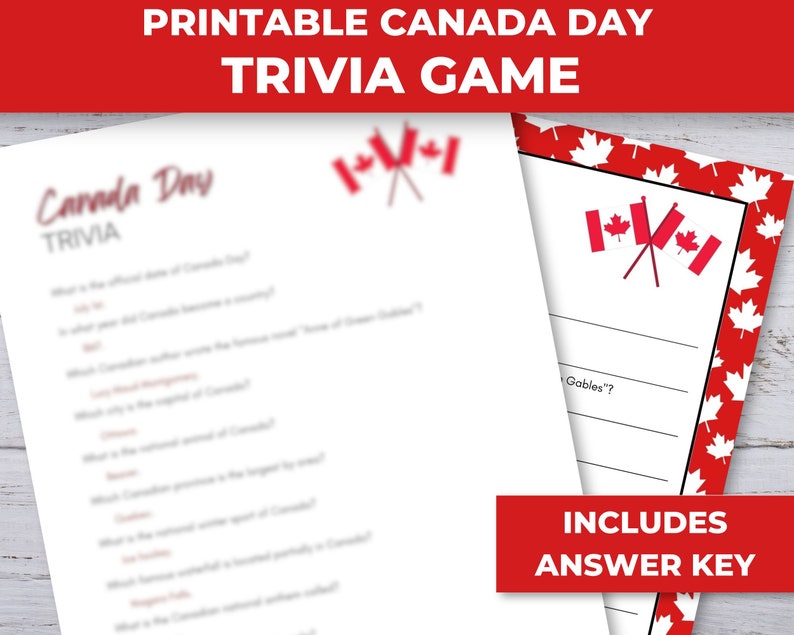 Canada Day Trivia, Printable Canada Day Games, July 1st Games, Kids ...
