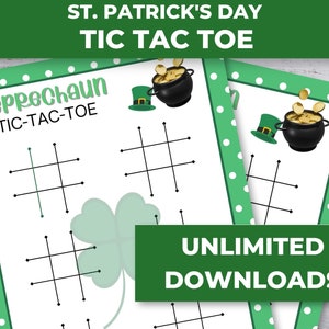 St. Patricks Tic Tac Toe Game, Printable St. Patrick's Day Game for ...