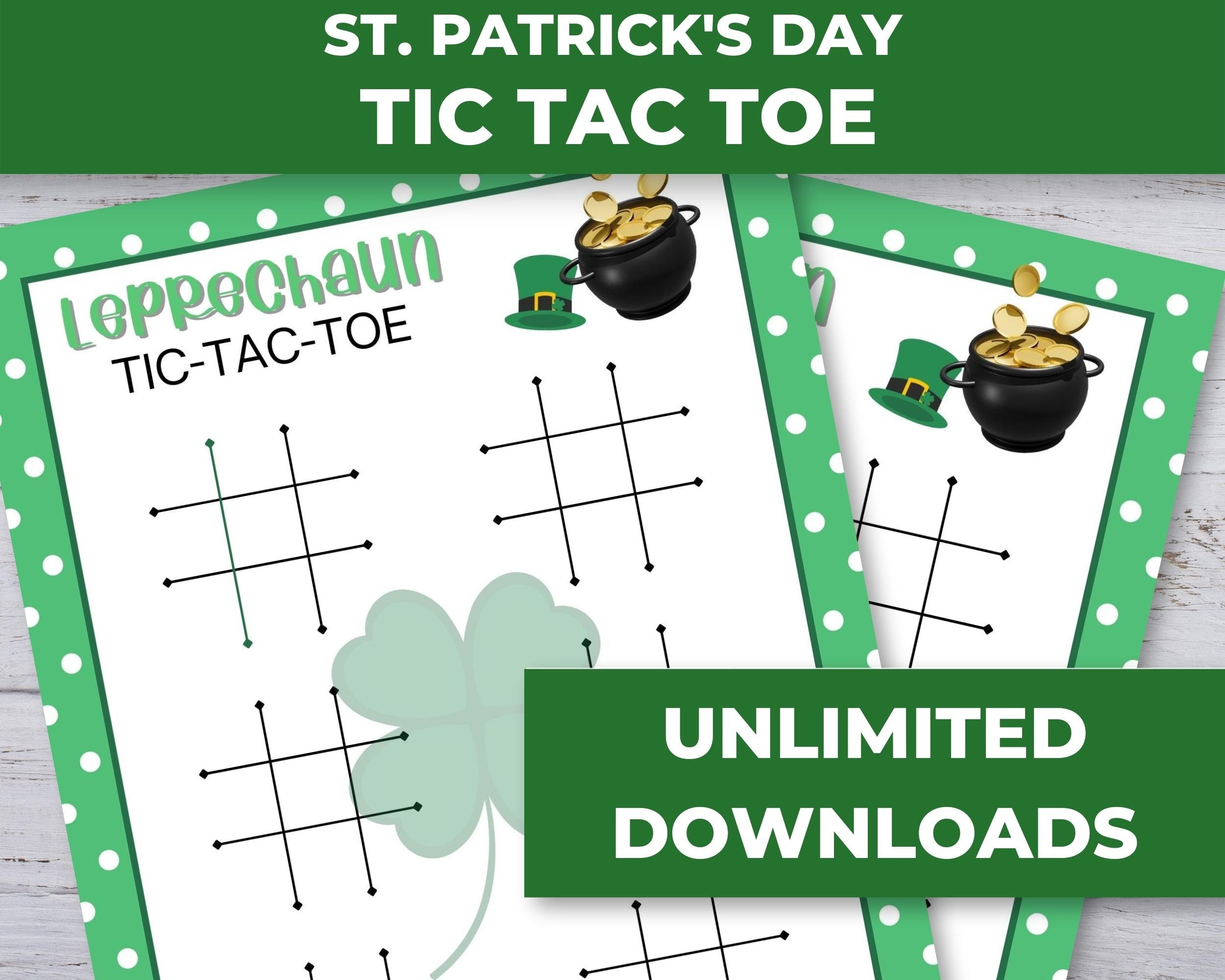 St. Patricks Tic Tac Toe Game, Printable St. Patrick's Day Game for ...