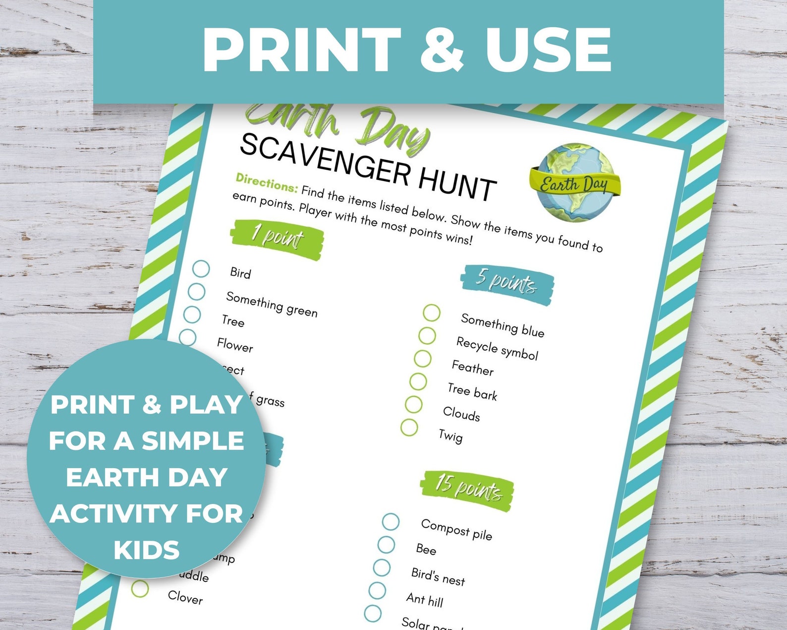 Earth Day Scavenger Hunt, Earth Day Games for Kids, Earth Day Activity ...