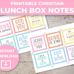 Lunch Box Notes, Printable Christian Lunch Box Notes, Bible Verse Cards ...