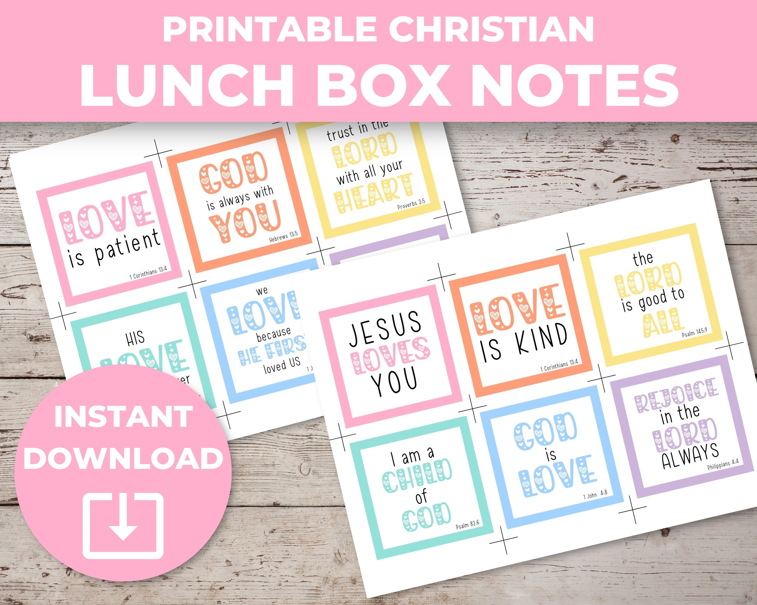 Lunch Box Notes, Printable Christian Lunch Box Notes, Bible Verse Cards ...
