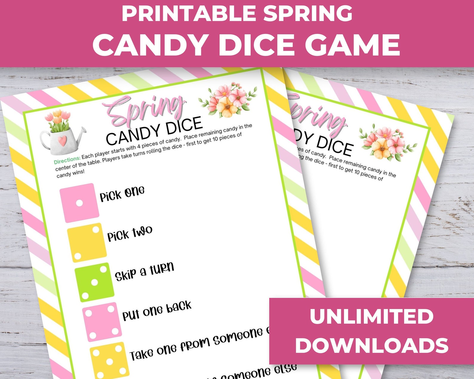 Printable Spring Candy Dice Game, Spring Activities for Kids and Adults ...