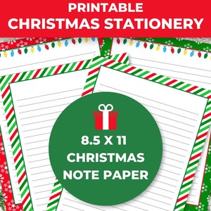 Printable Christmas Stationery, Christmas Writing Paper, Printable Note ...