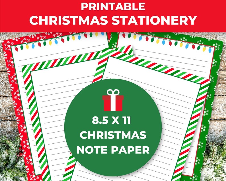 Printable Christmas Stationery, Christmas Writing Paper, Printable Note ...