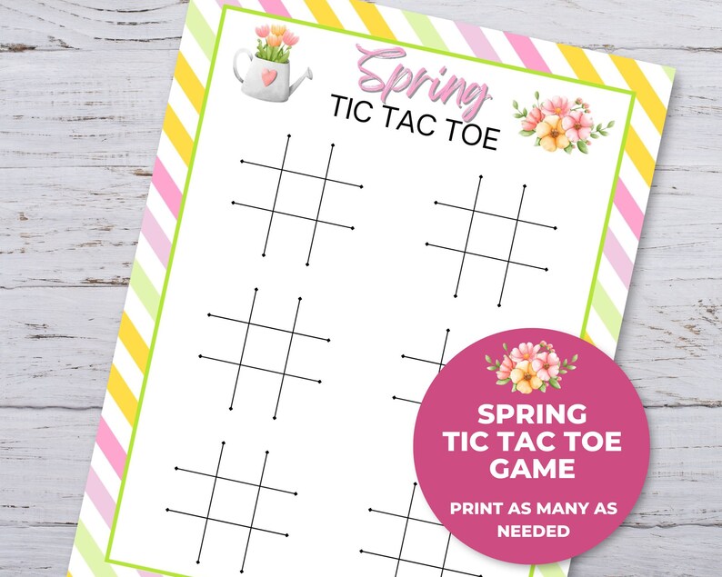 Spring Tic Tac Toe Game, Printable Spring Game for Kids, Classroom ...
