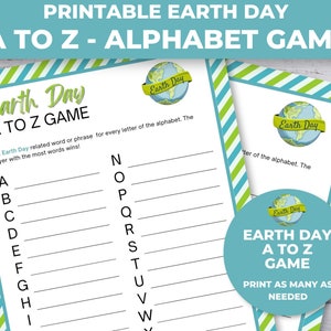 Earth Day A to Z Game, Printable Earth Day Games for Kids, Classroom ...