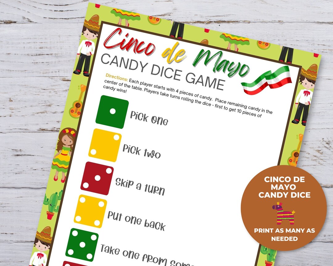 Candy Dice Game, Cinco De Mayo Party Games, Fiesta Party Games ...
