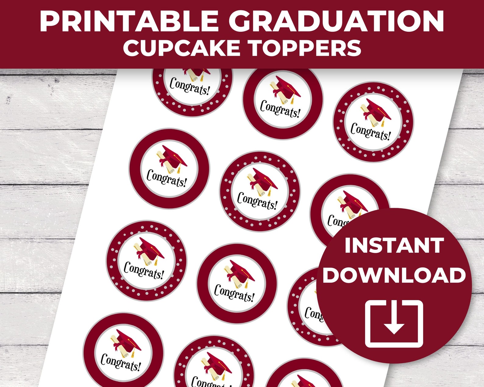 Graduation Cupcake Toppers Printable, Congrats Grad Cupcake Toppers ...