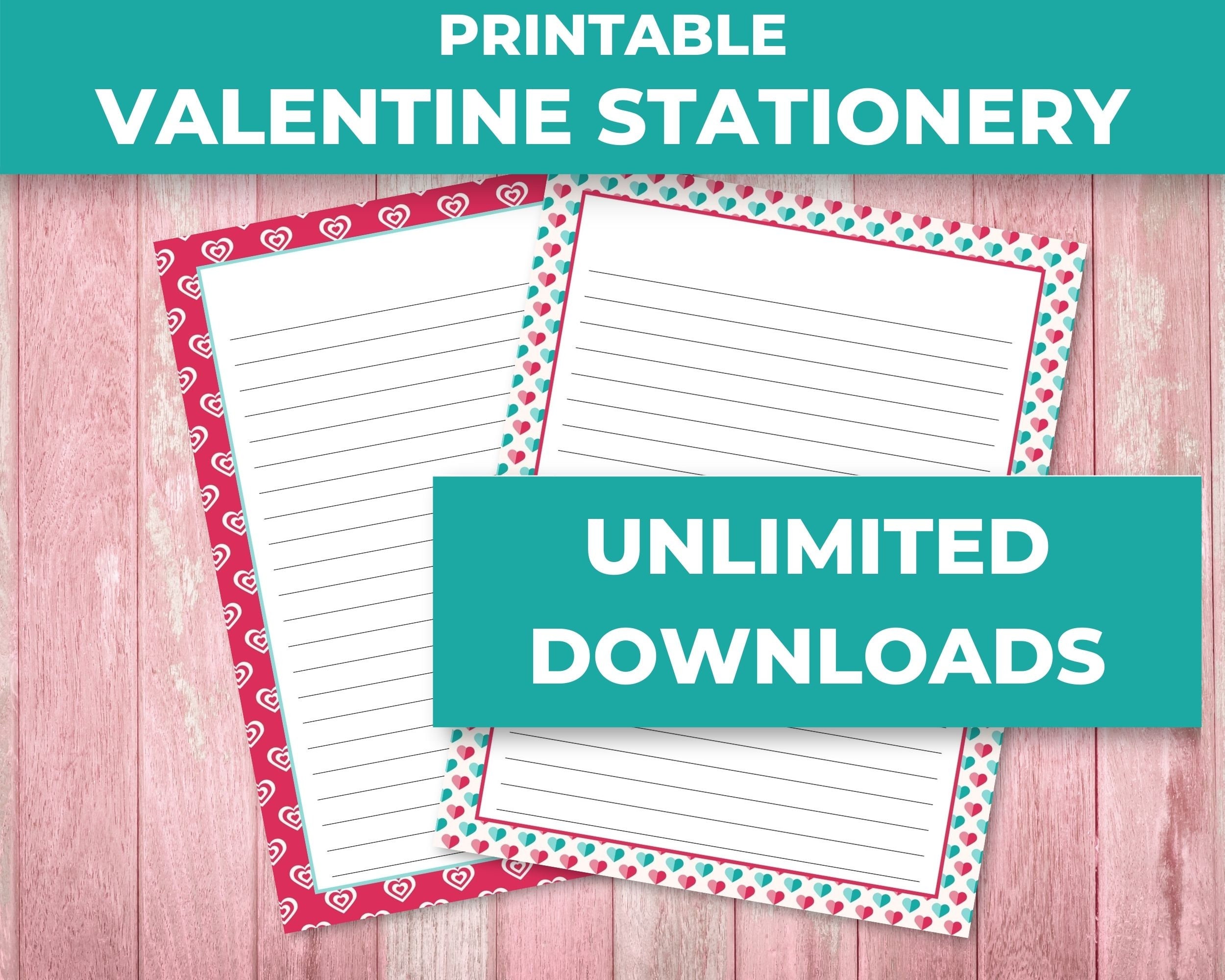 Printable Valentine Note Paper Valentine Stationery - Etsy