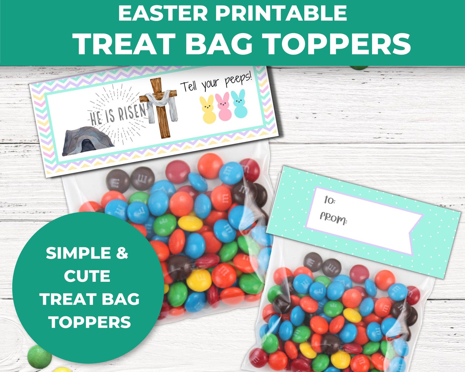 Easter Treat Bag Topper, He is Risen Printables, Easter Cookie Bag ...
