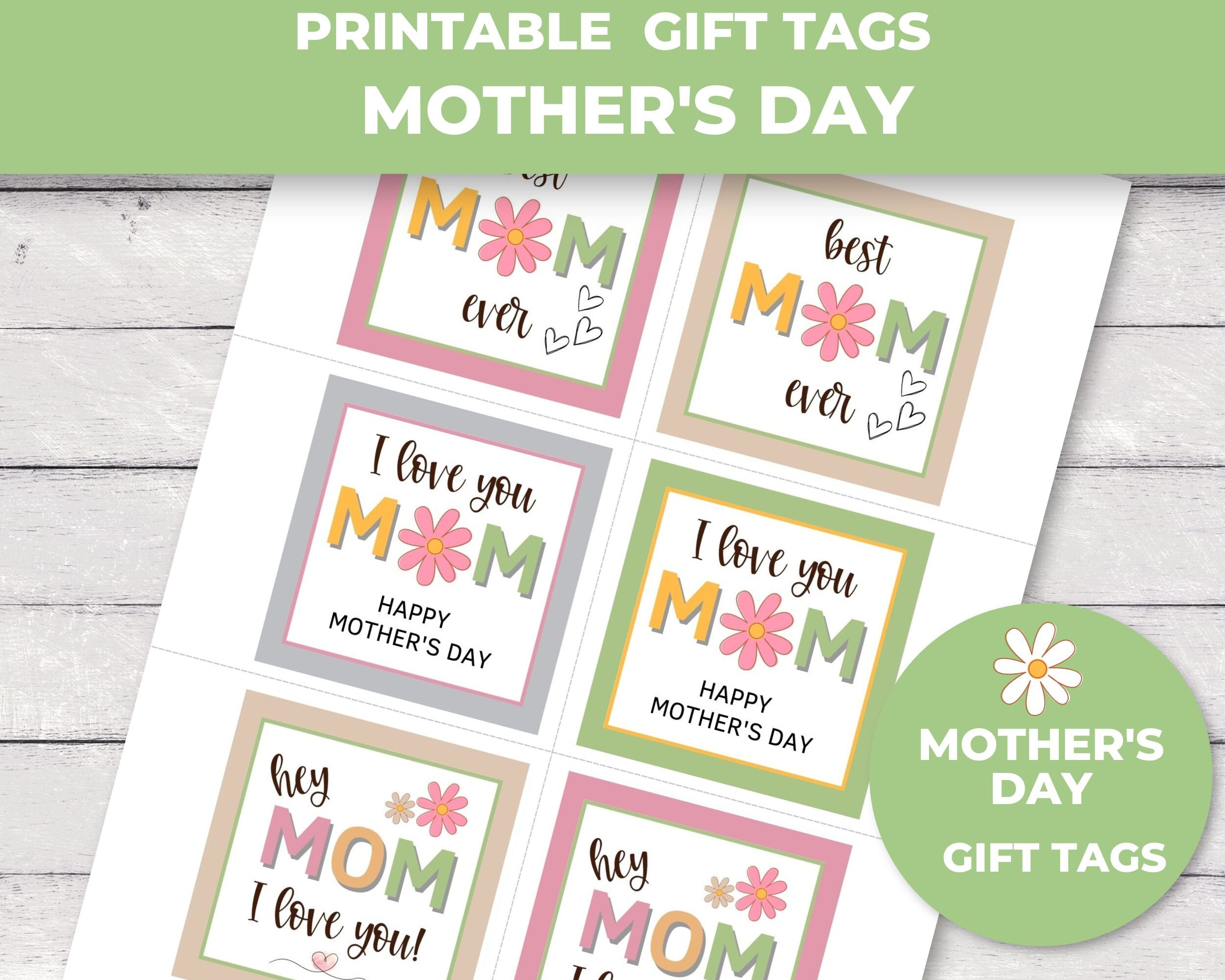 Mother's Day Gift Tags Printable, Gift Tags for Mom, Best Mom Ever Tag ...