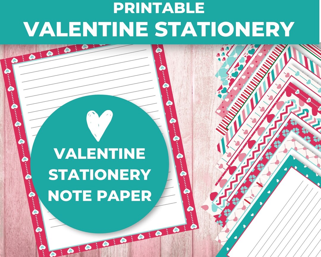 Printable Valentine Note Paper, Valentine Stationery - Etsy