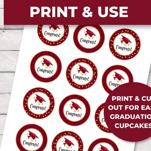 Printable Graduation Cupcake Toppers, Congrats Grad Cupcake Toppers ...