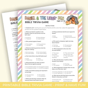 Daniel and the Lions' Den Bible Printable Trivia Game for Kids, Bible ...
