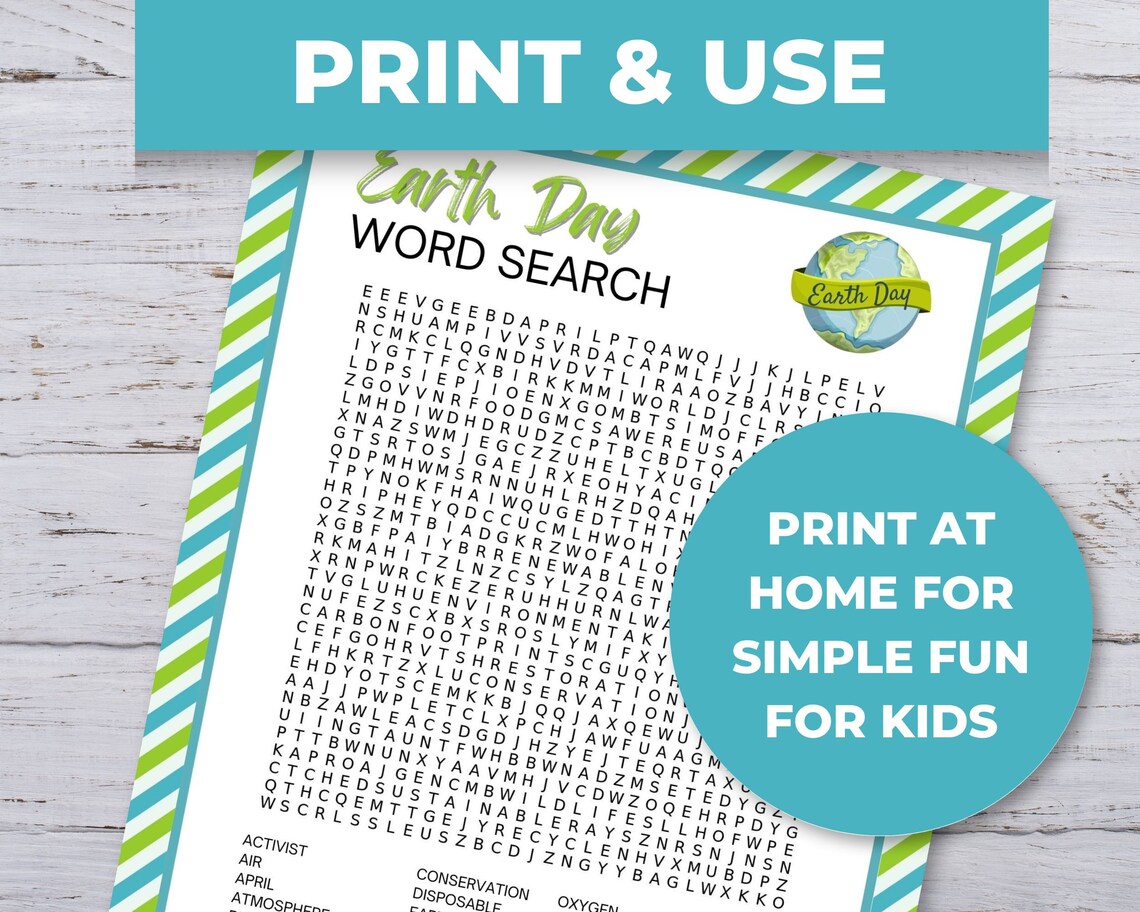 Earth Day Word Search Game, Earth Day Game Kids, Earth Day Activity ...