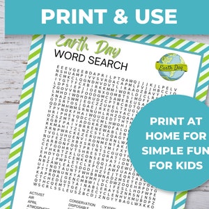 Earth Day Word Search Game, Earth Day Game Kids, Earth Day Activity ...