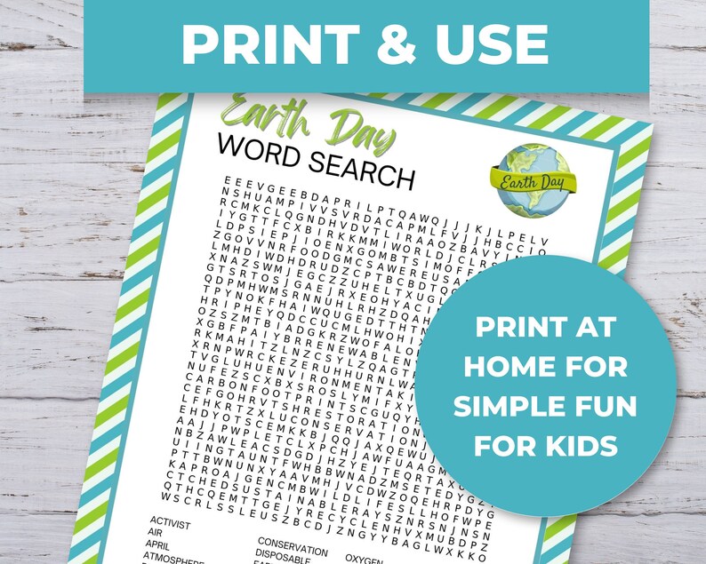 Earth Day Word Search Game, Earth Day Game Kids, Earth Day Activity ...