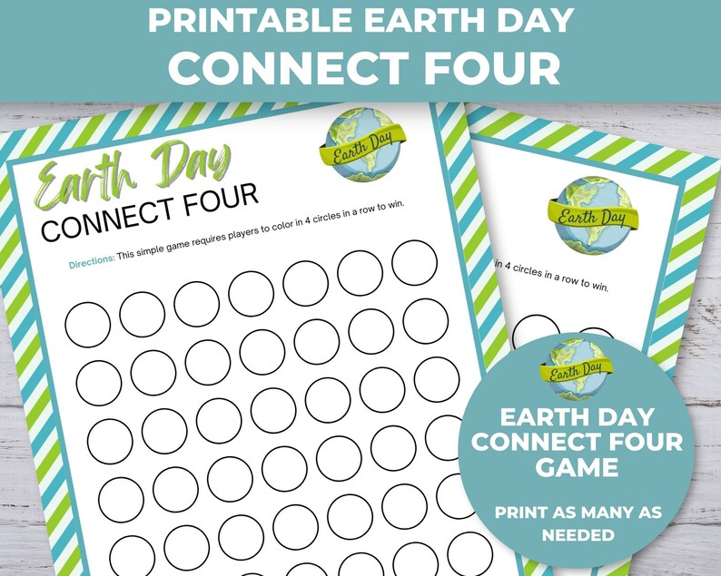 Earth Day Connect 4 Game, Printable Earth Day Game for Kids, Classroom ...