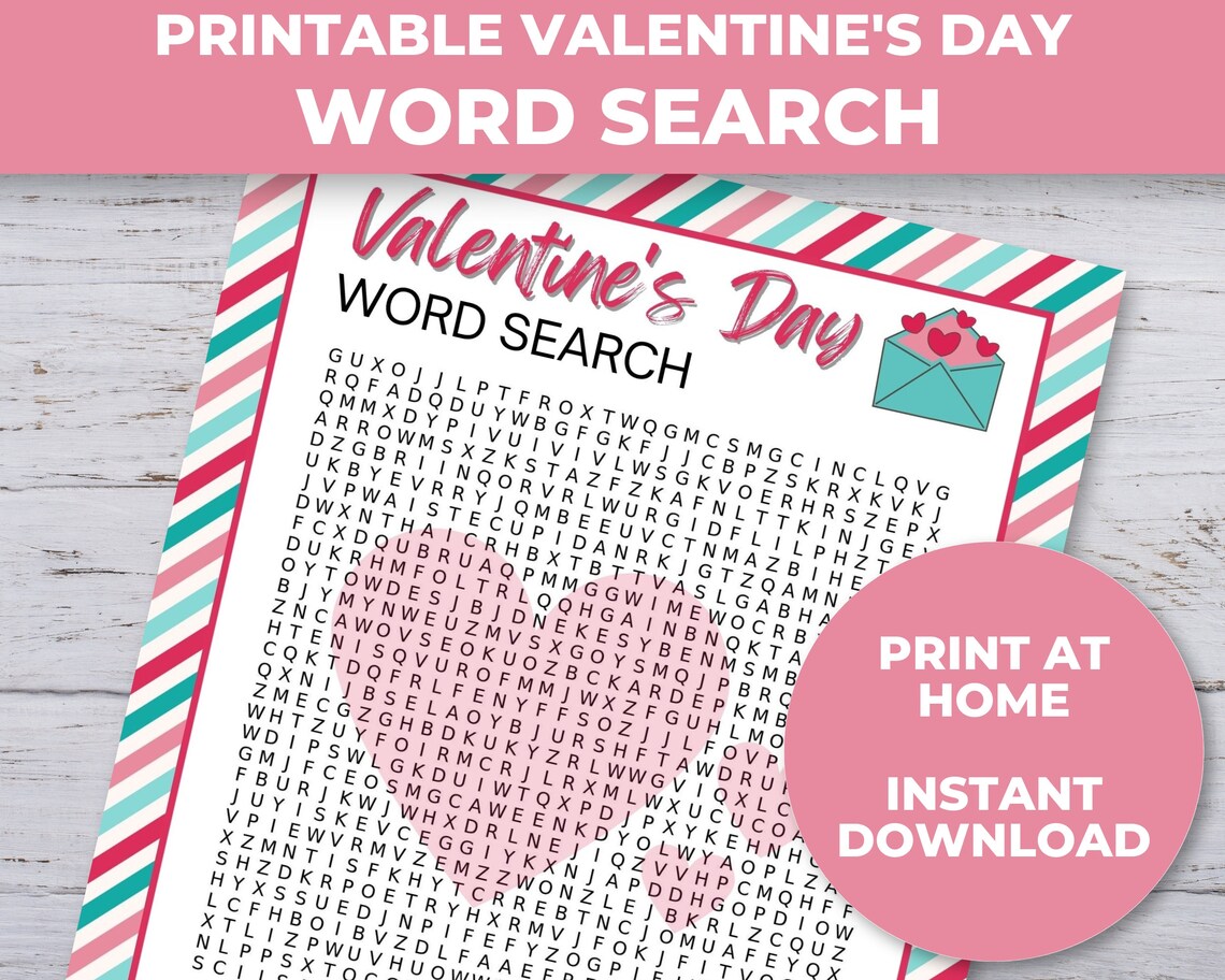 Valentine Word Search Printable, Valentine Printable Games for Kids ...