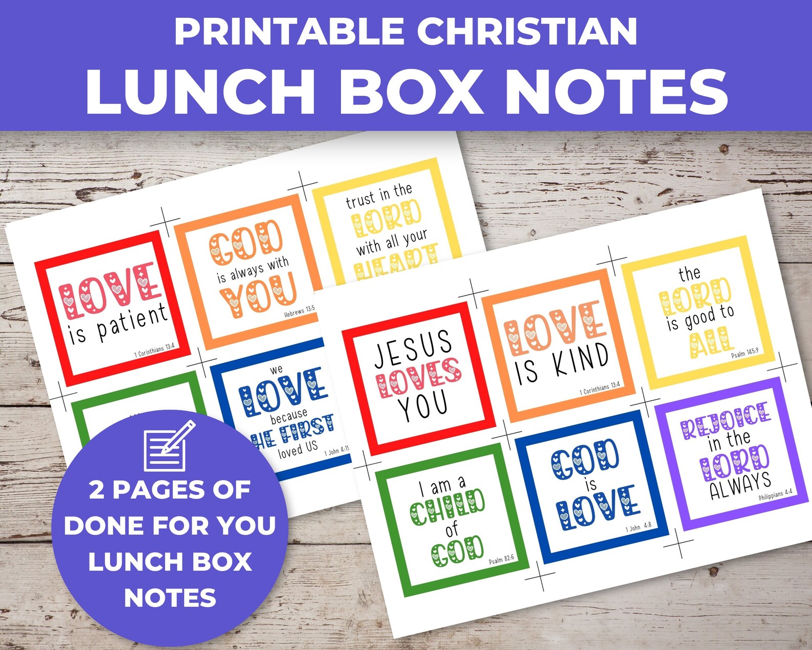 Lunch Box Notes for Kids, Printable Christian Lunch Box Notes, Bible ...