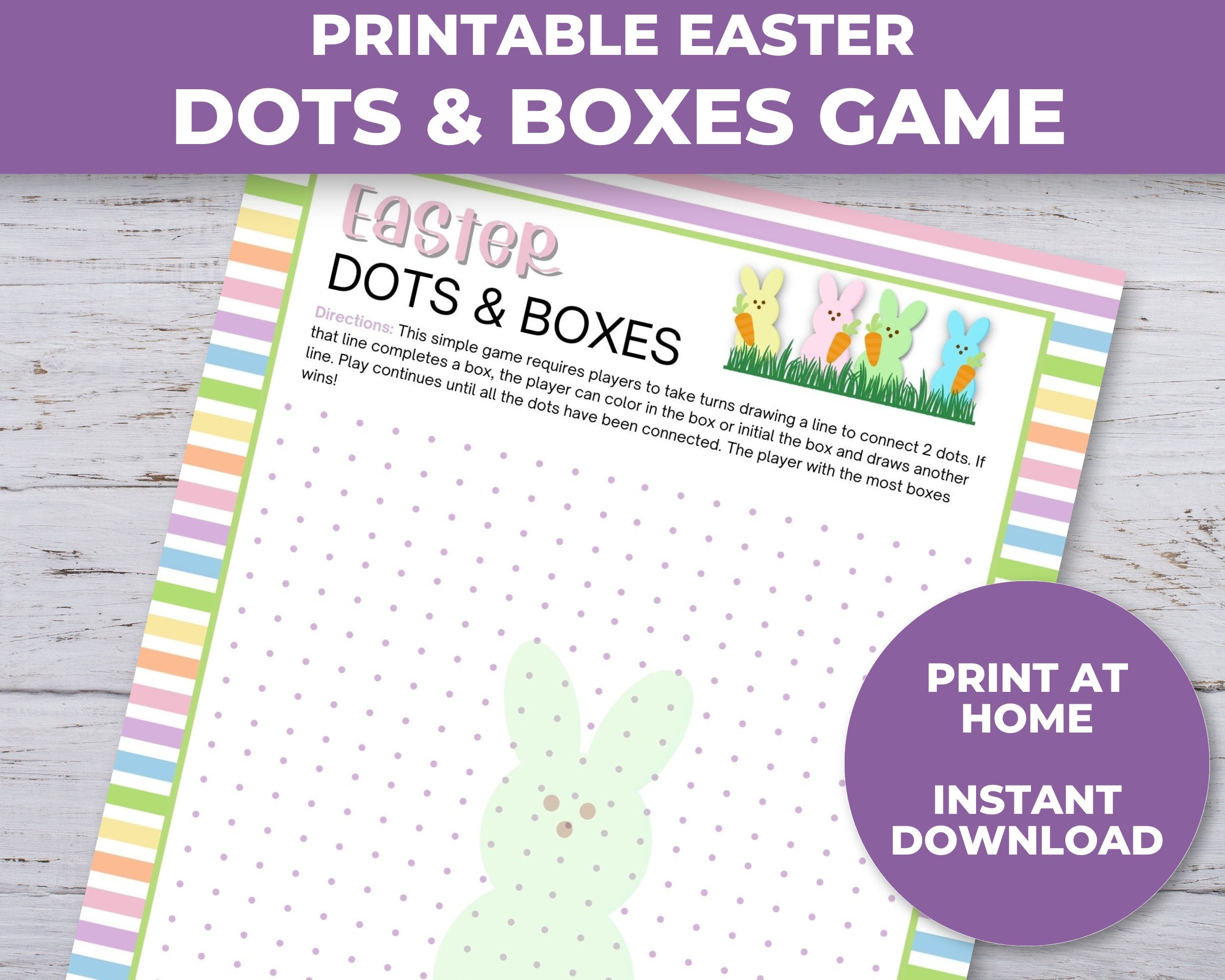 Easter Dots and Boxes, Printable Easter Game for Kids, Classroom ...
