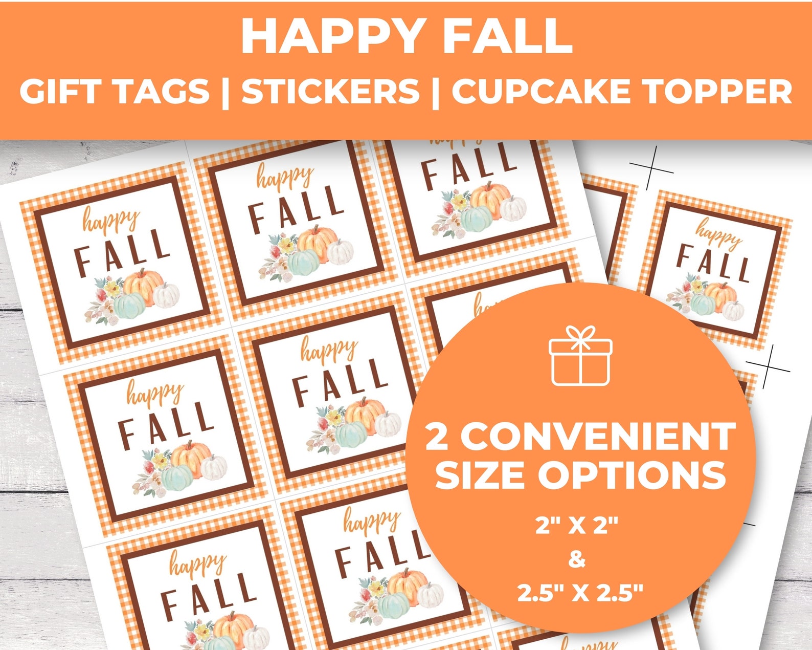Printable Happy Fall Gift Tags, Cupcake Topper, Cookie Square Tags ...
