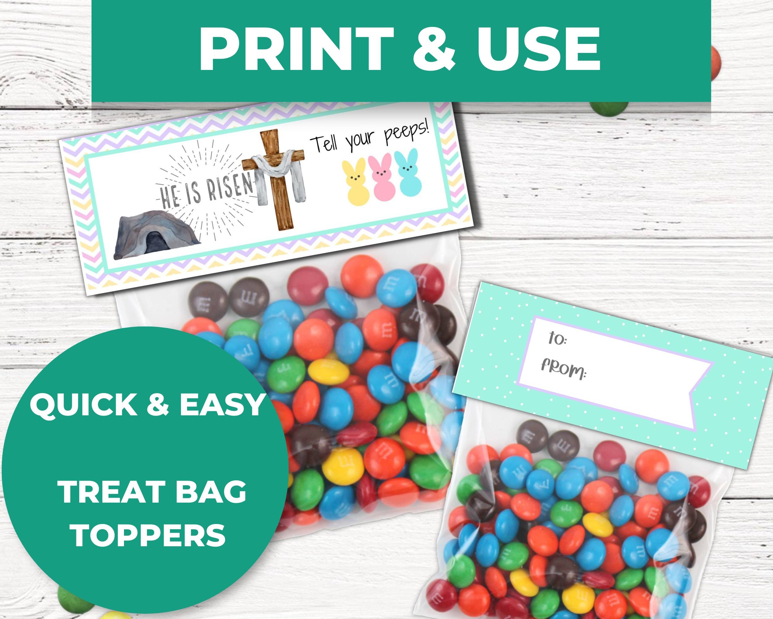 Easter Treat Bag Topper, He is Risen Printables, Easter Cookie Bag ...
