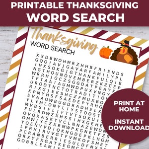 Thanksgiving Word Search Printable, Printable Games for Kids ...