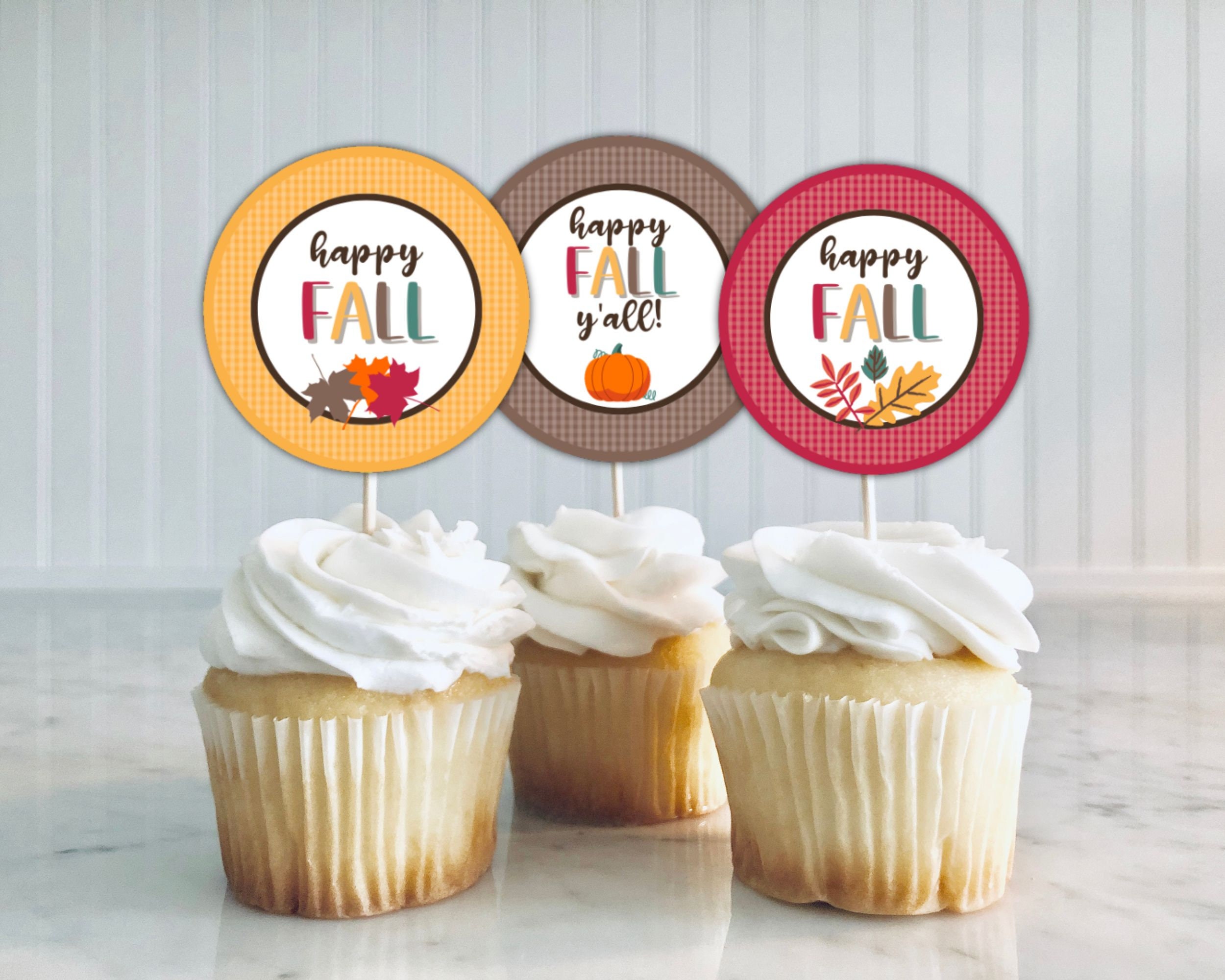 Fall Cupcake Toppers, Printable Cupcake Toppers, Pumpkin Cupcake ...