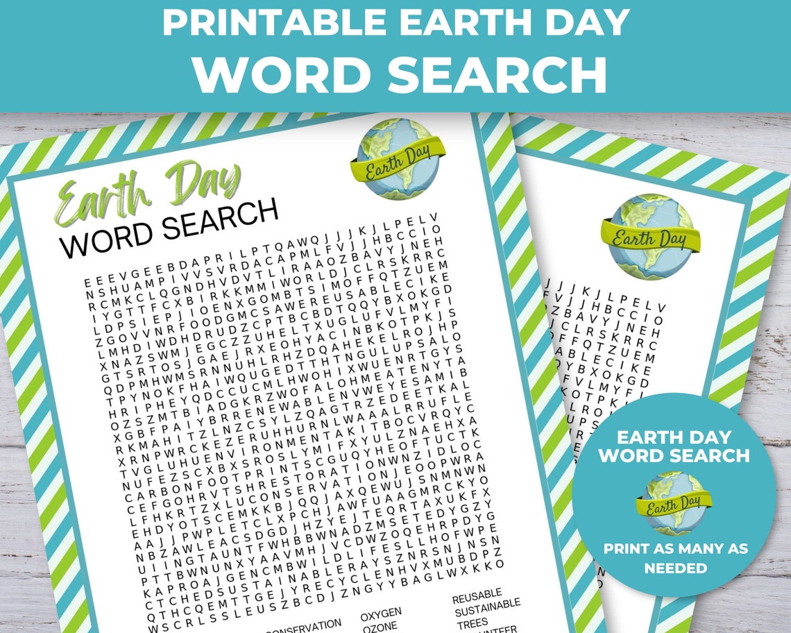Earth Day Word Search Game, Earth Day Game Kids, Earth Day Activity ...
