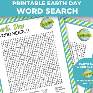 Earth Day Word Search Game, Earth Day Game Kids, Earth Day Activity ...