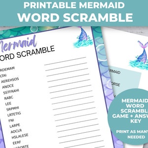 Mermaid Word Scramble, Mermaid Party Games, Under the Sea Printable ...
