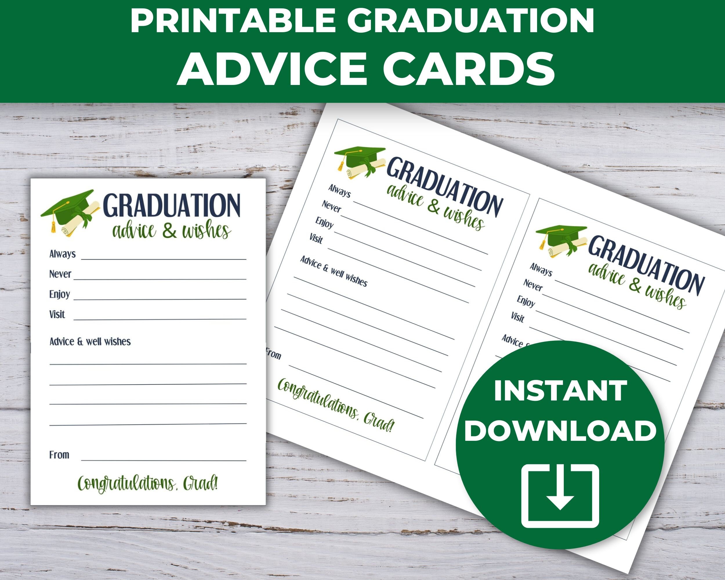 Graduation Advice and Wishes Card, Printable Advice Cards Graduation ...