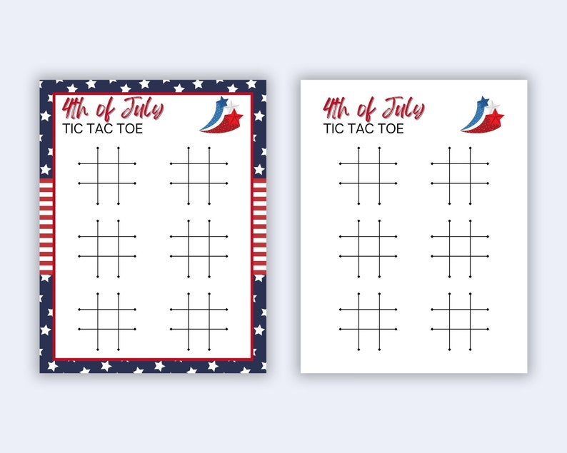 4th of July Tic Tac Toe, Printable 4th of July Party Games, 4th of July ...