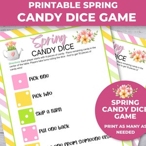 Printable Spring Candy Dice Game, Spring Activities for Kids and Adults ...