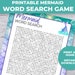 Mermaid Word Search, Mermaid Party Game, Mermaid Printable, Word Search ...