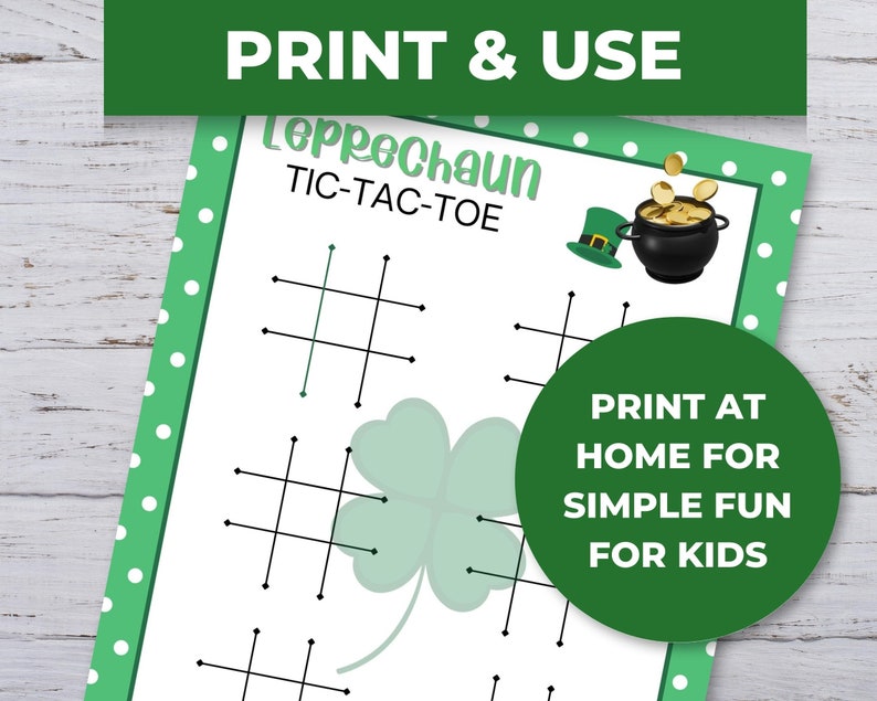 St. Patricks Tic Tac Toe Game, Printable St. Patrick's Day Game for ...