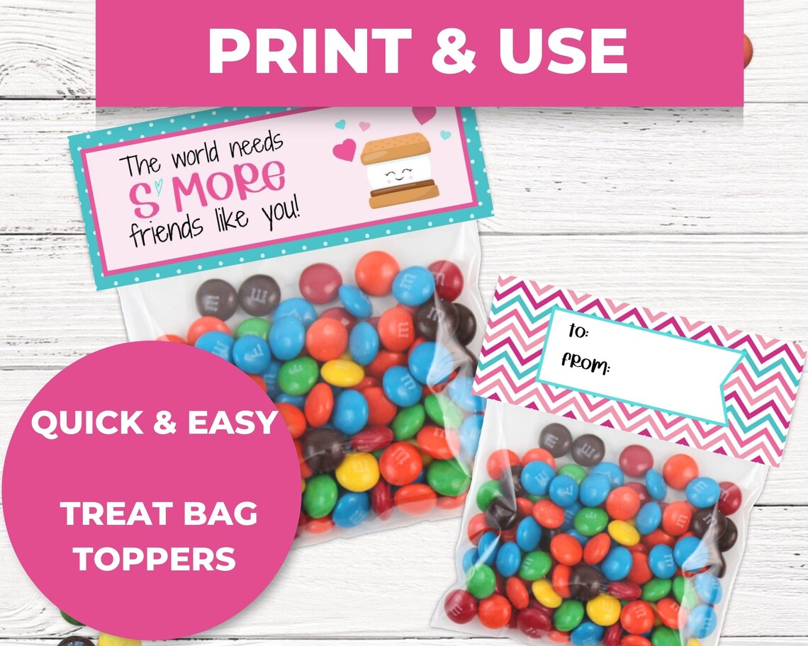 Printable Valentine Treat Bag Toppers - Etsy