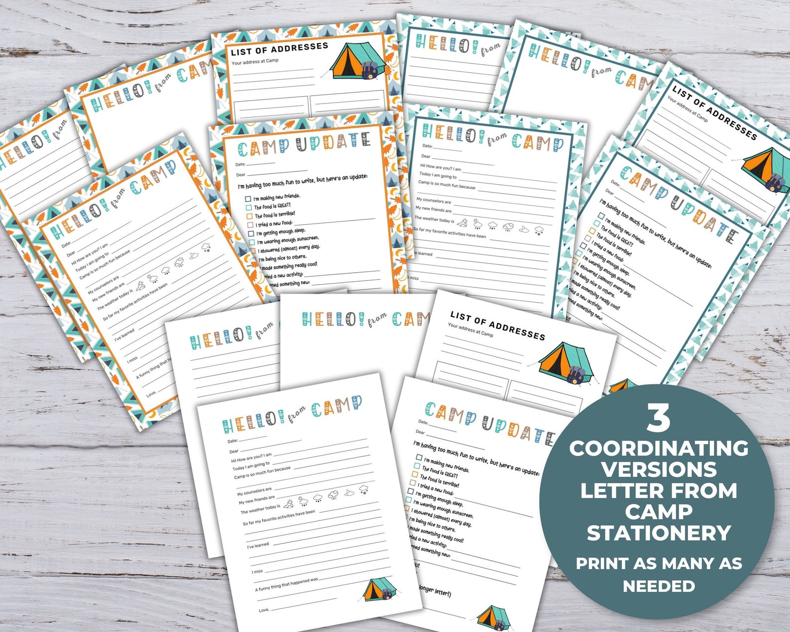 Camp Stationery Printable, Letter From Camp, Camp Letter Printable ...