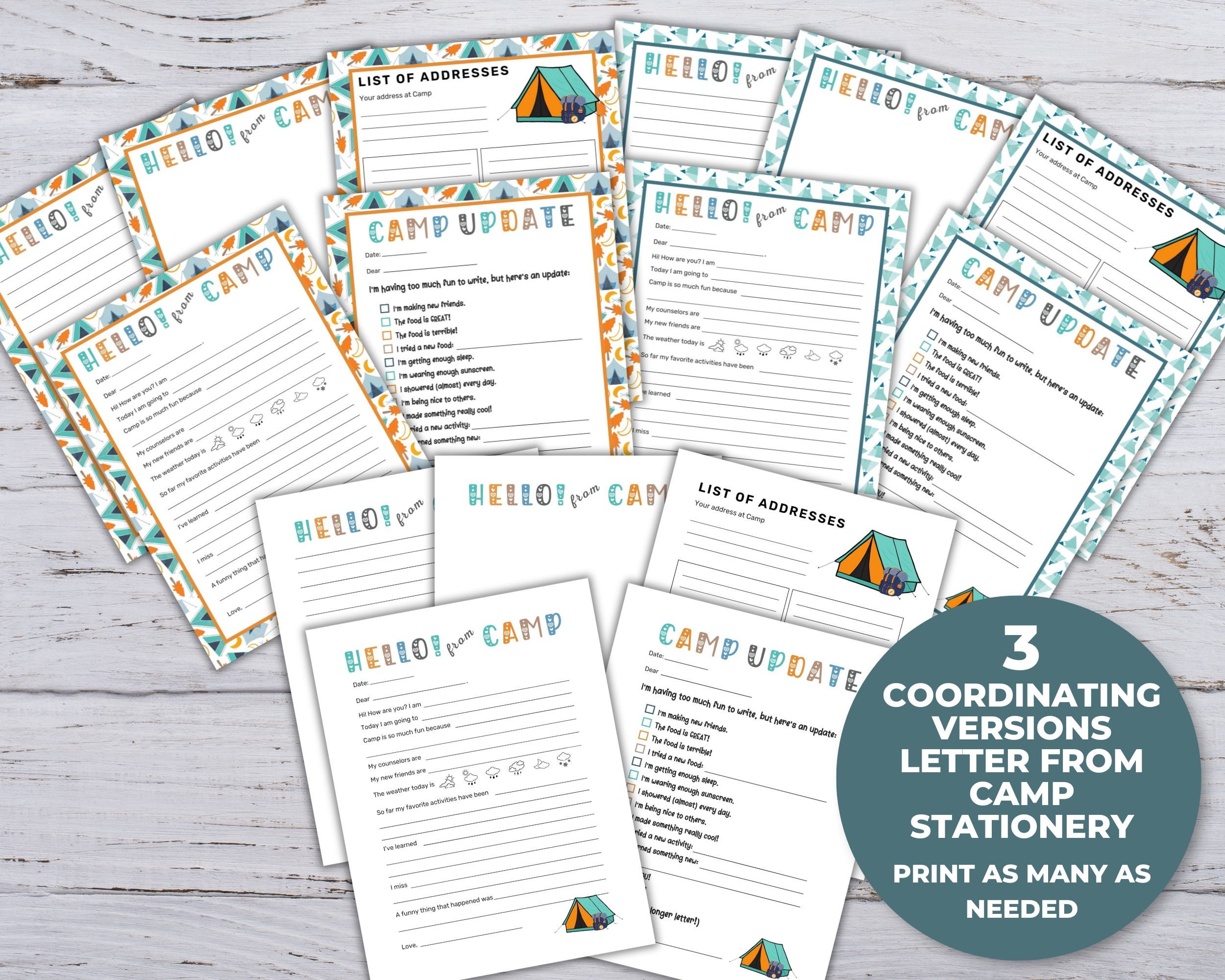 Camp Stationery Printable, Letter From Camp, Camp Letter Printable ...