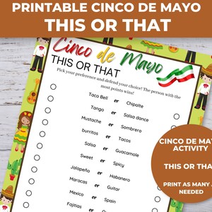 This or That Game, Cinco De Mayo Party Games, Fun Cinco De Mayo Games ...