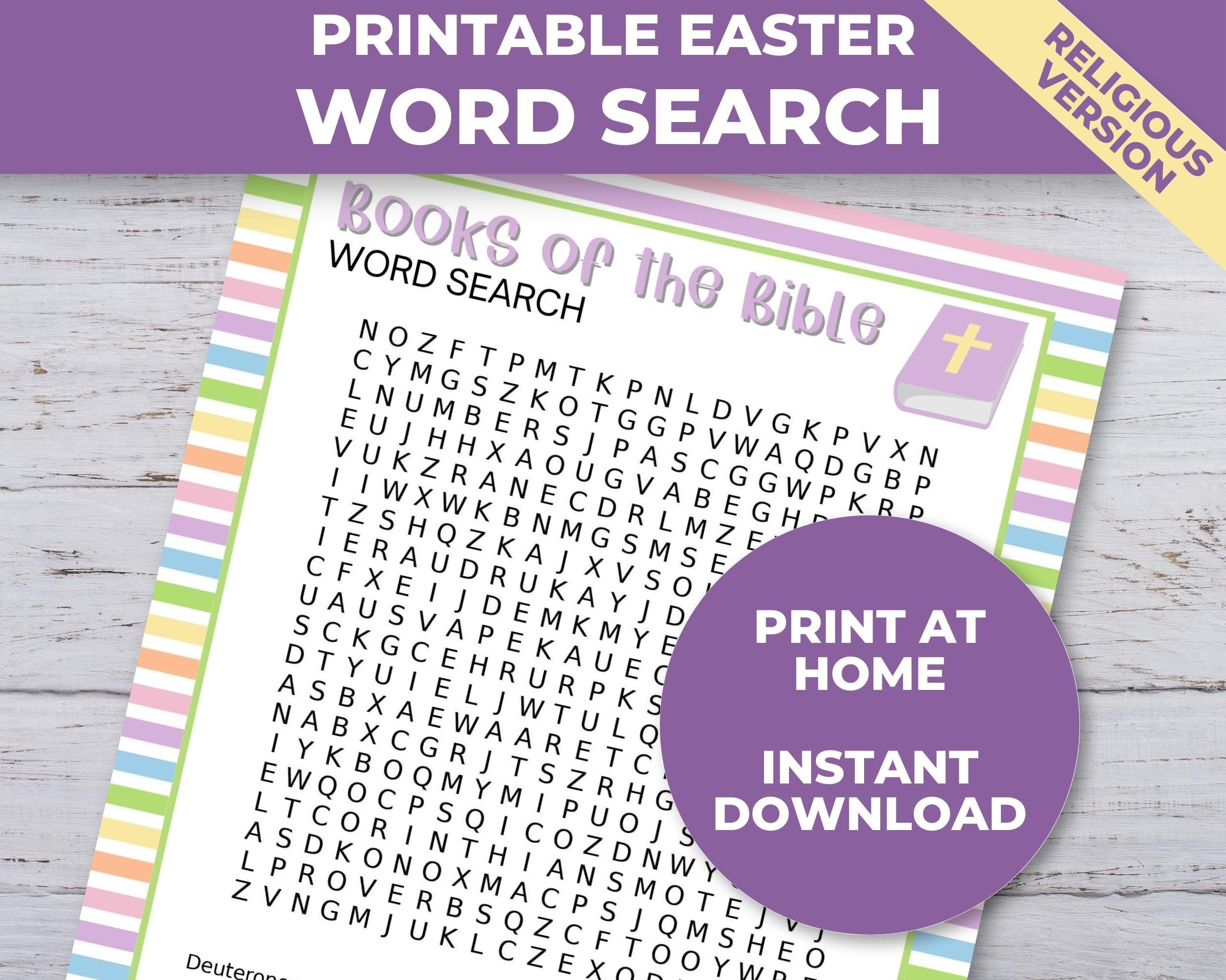 Books of the Bible Word Search Game, Printable Christian Game for Kids ...