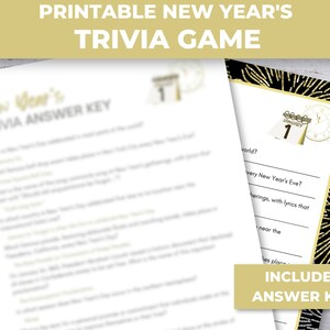 New Years Trivia Printable, New Years Eve Trivia, New Years Eve Party ...