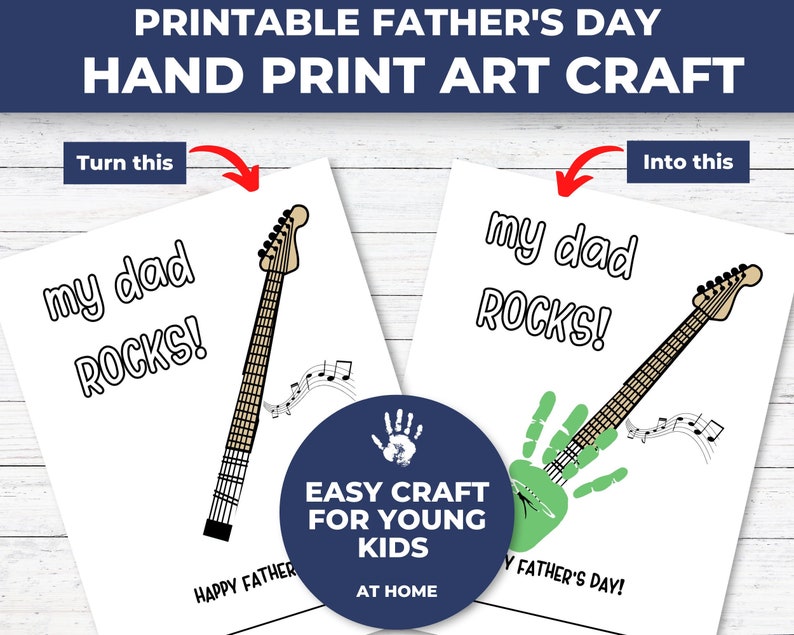 My Dad Rocks Handprint Craft, Father's Day Handprint Keepsake, Father's ...