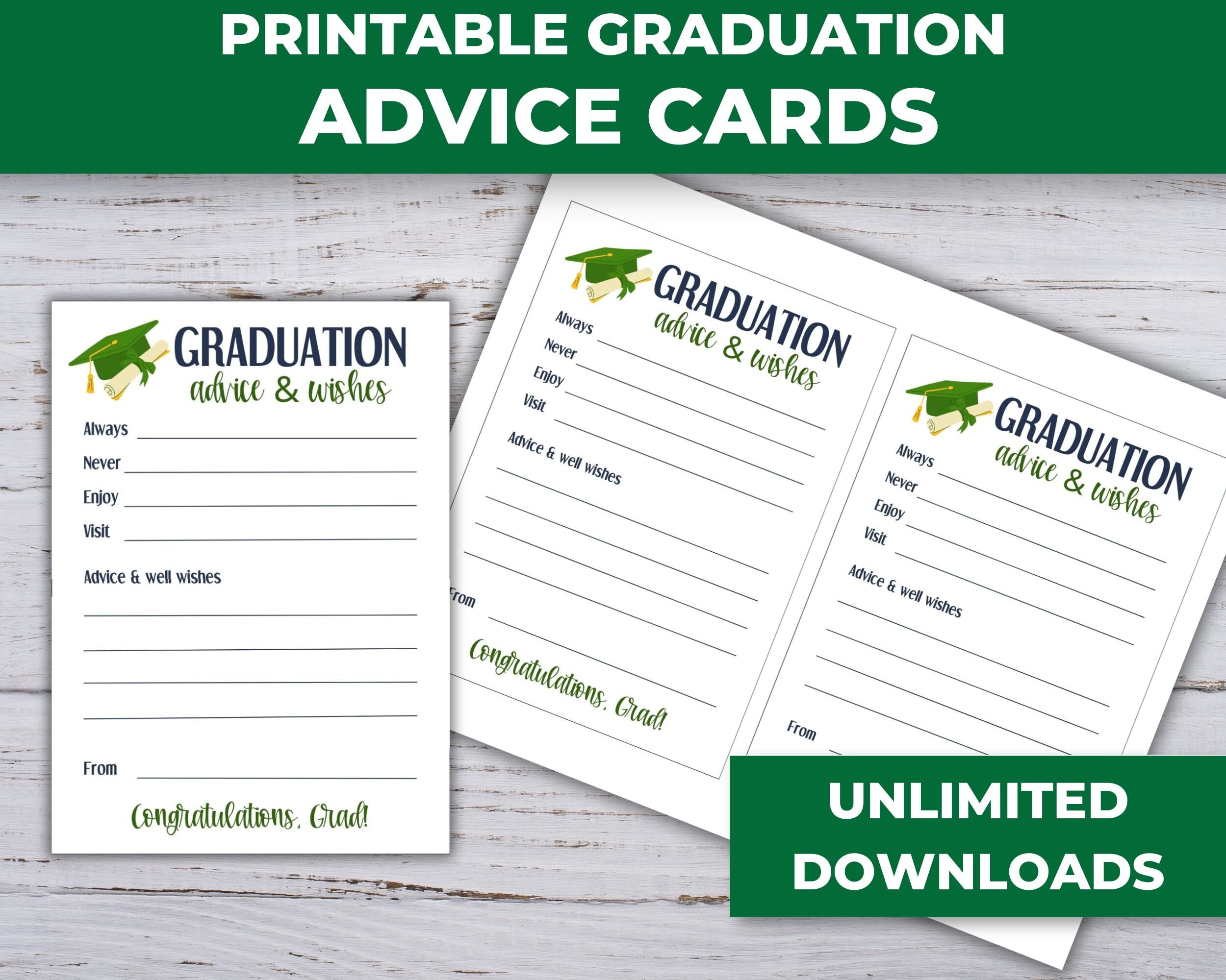 Graduation Advice and Wishes Card, Printable Advice Cards Graduation ...
