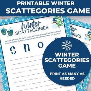 Printable Winter Scattegories Game, Winter Activities for Kids and ...