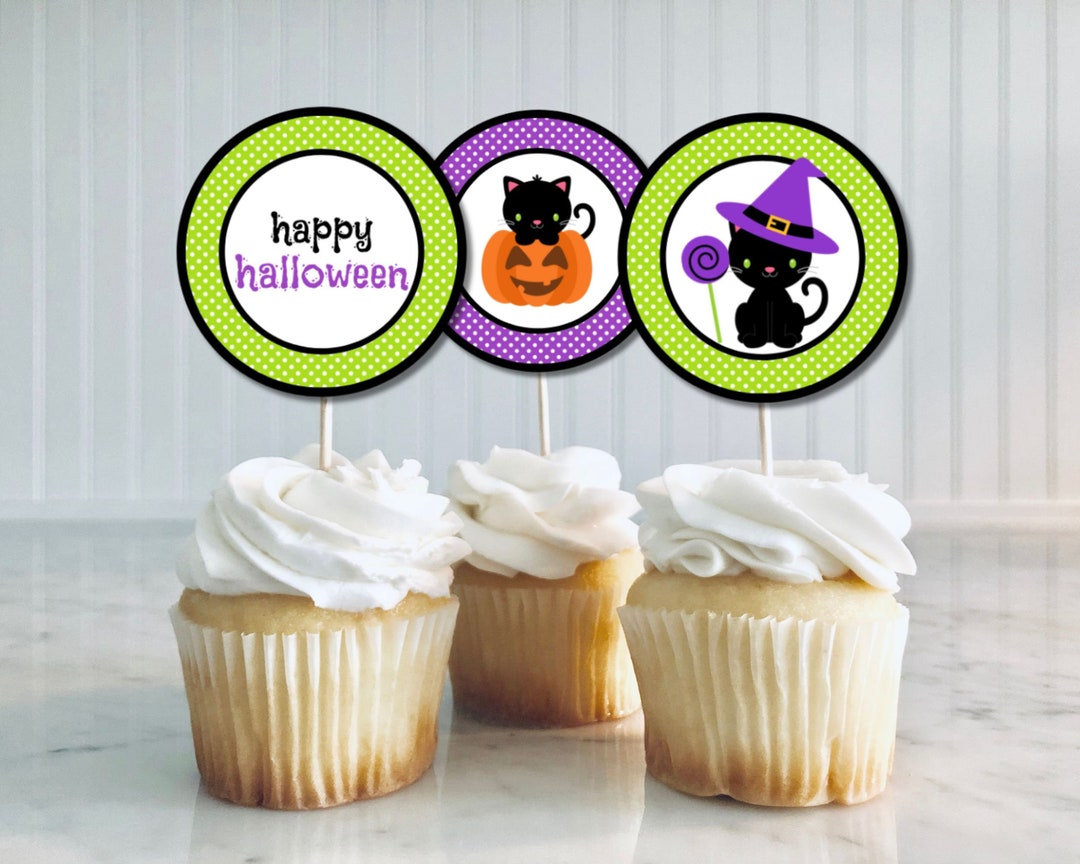 Printable Halloween Cupcake Toppers, Halloween Cookie Tags, Cute ...