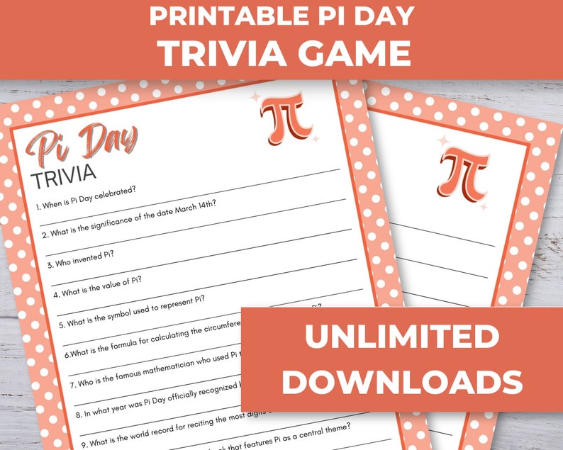 Pi Day Trivia, Pi Day Activities for Kids Printable, Pi Day Party, Kids ...