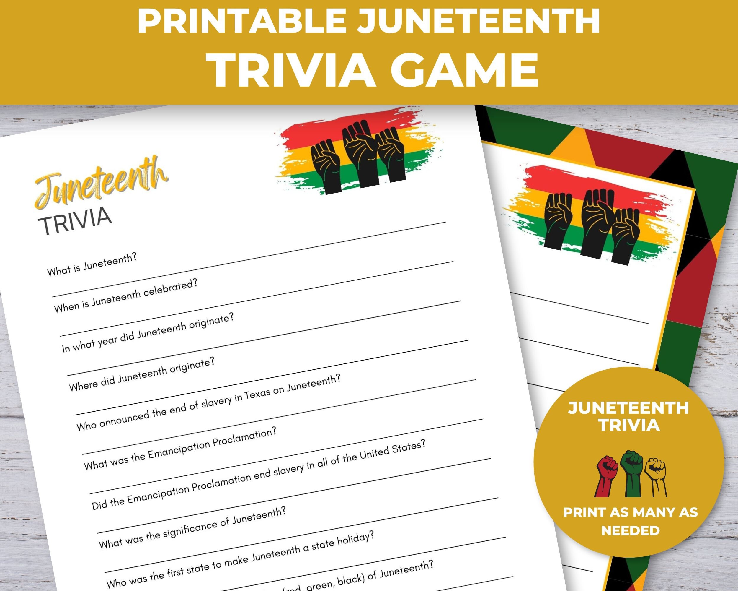 Juneteenth Trivia Game, Juneteenth Printable, Juneteenth Games, African ...
